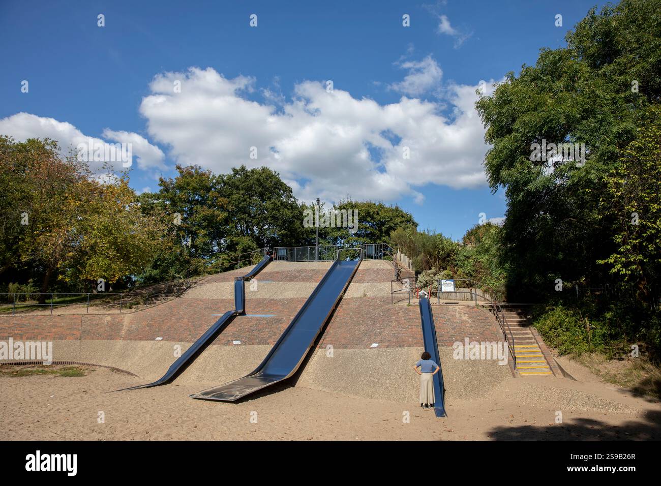 Victoria Park slides and playground in Victoria Park in East London ...