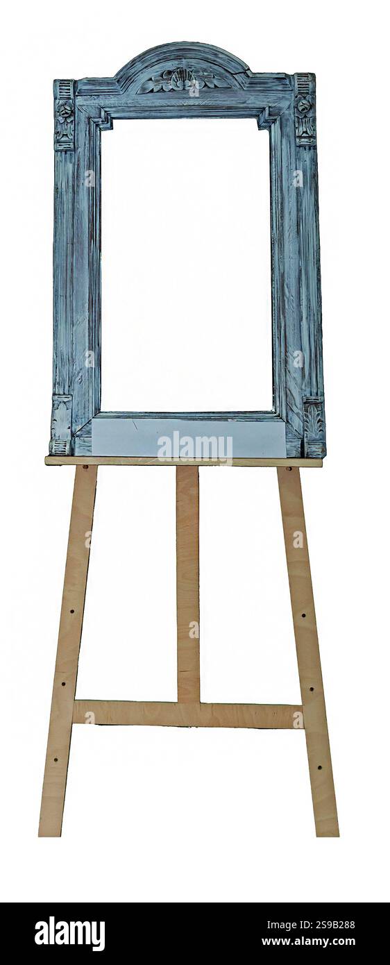 Old blank wooden easel stand isolated on white background Stock Photo ...