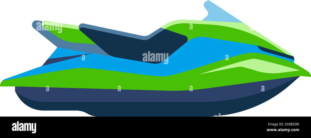 Green and blue jet ski floating gracefully on water, promising ...