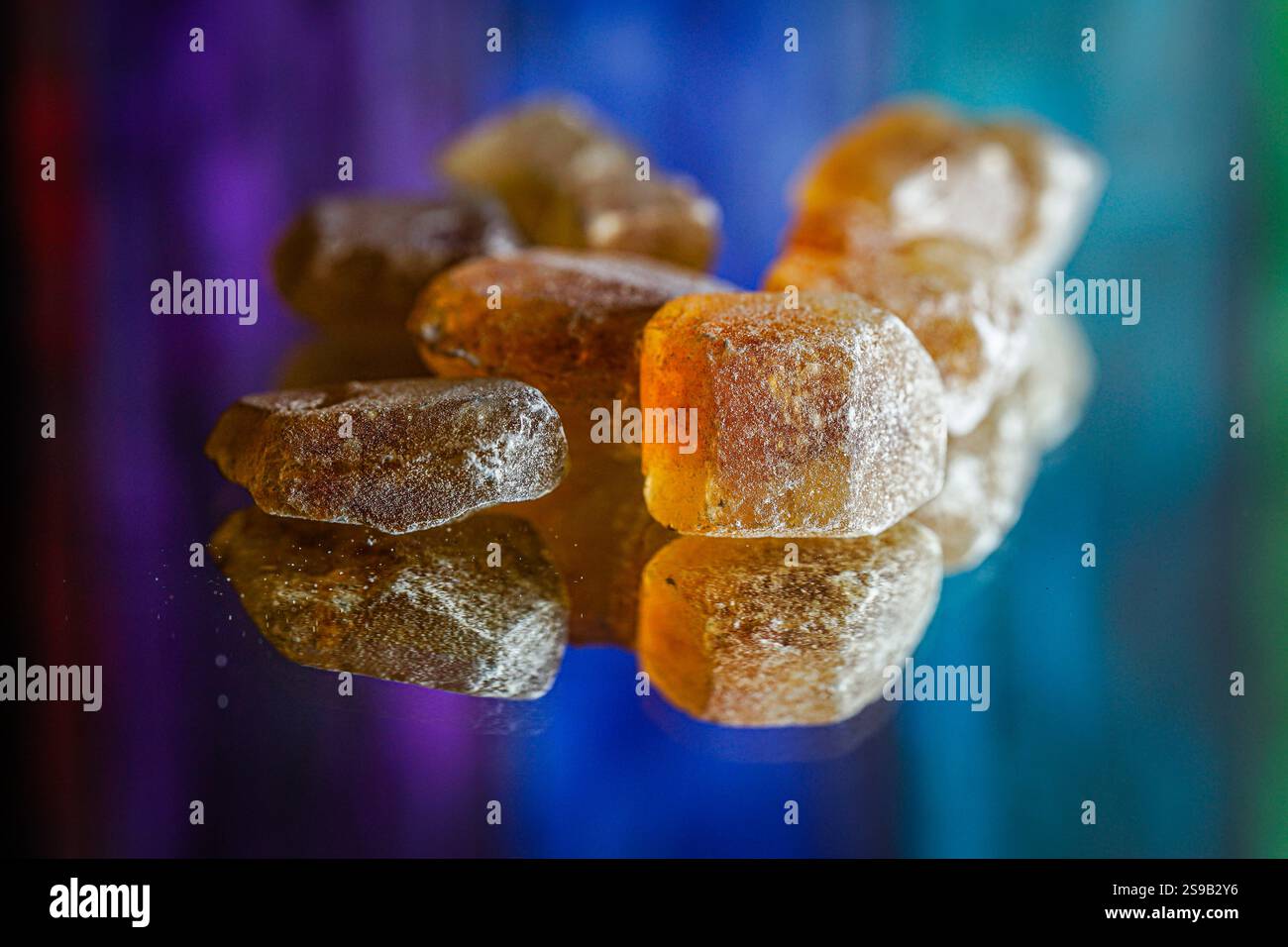 Detail of brown sugar rock candy kandis on a neutral background Stock ...