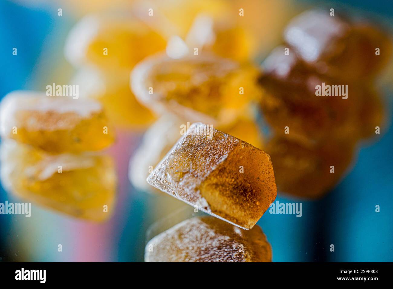 Detail of brown sugar rock candy kandis on a neutral background Stock ...