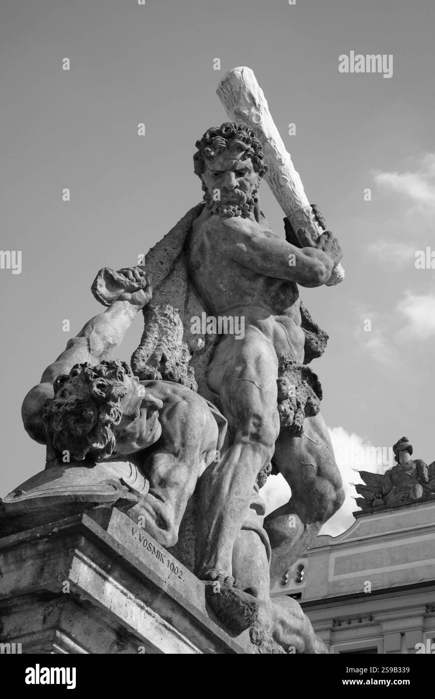 Prague - The statue of Hercules from the Matthias gate of Castle by V ...
