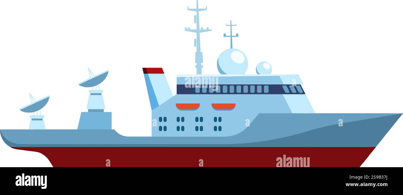 Modern warship sailing across the ocean, featuring advanced radar and ...