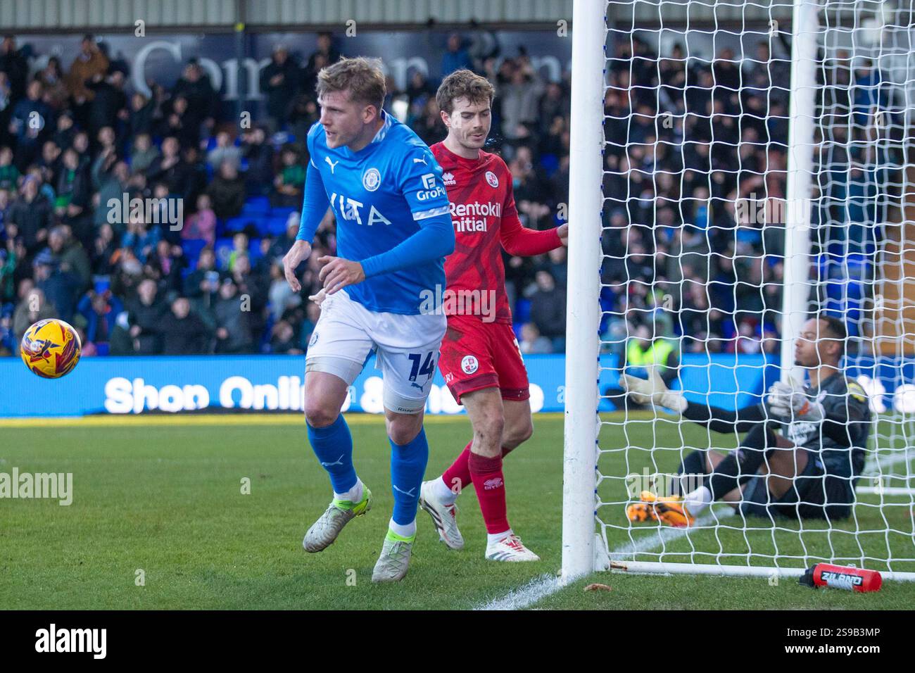 0-1 Will Collar #14 of Stockport County F.C. celebrates his goal during ...