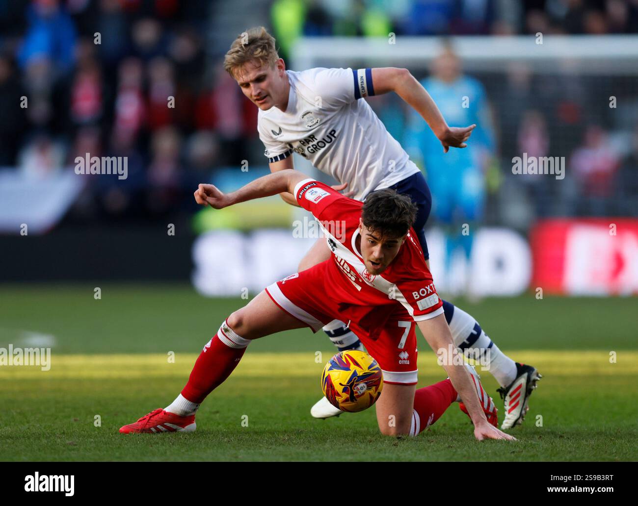 Middlesbrough's Hayden Hackney (left) and Preston North End's Ali ...