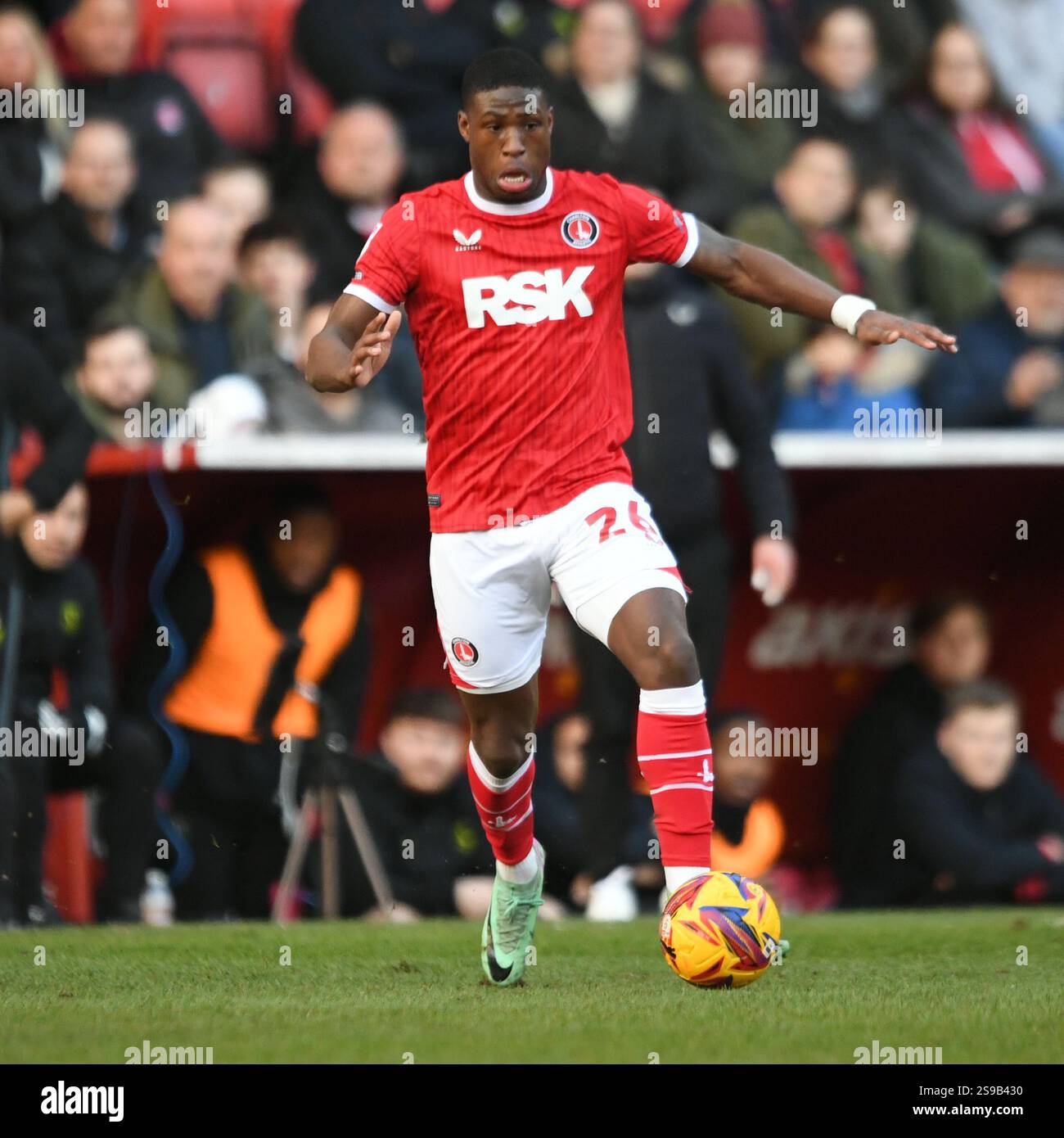 London, England. 25th Jan 2025. Thierry Small during the Sky Bet EFL ...