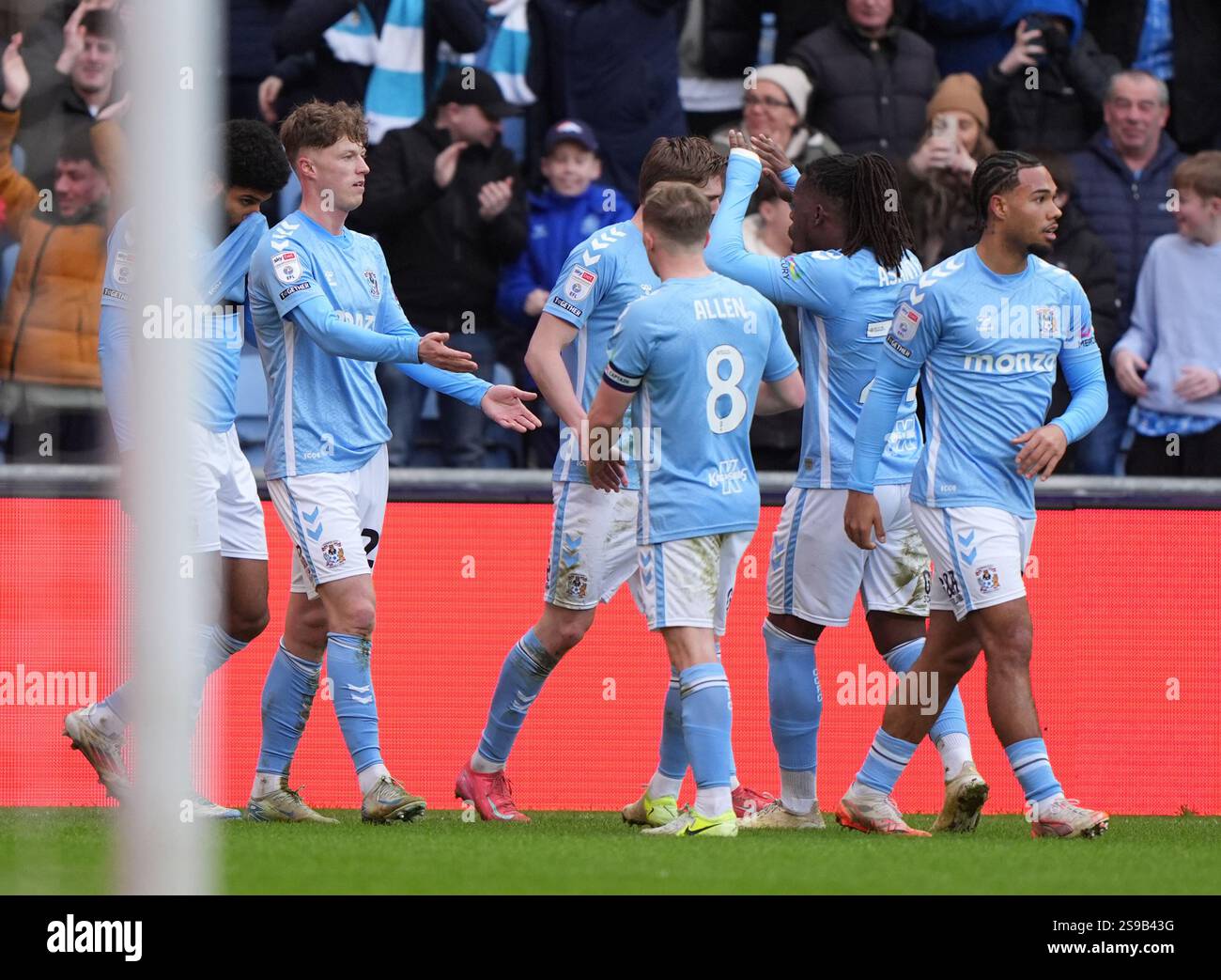 Coventry City's Victor Torp (left) celebrates scoring their side's ...