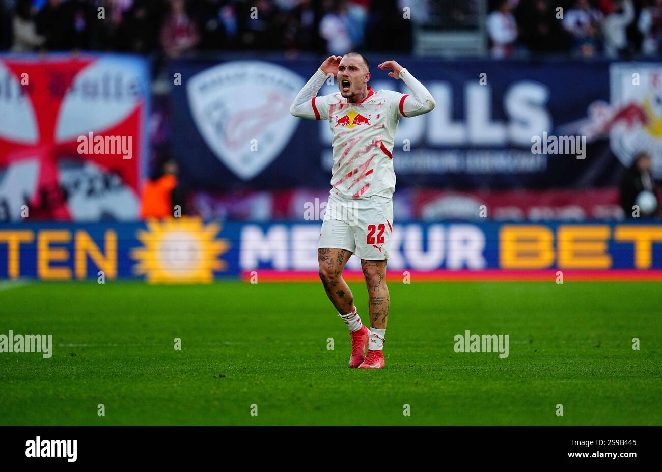 January 25 2025: David Raum (RB Leipzig) scores and celebrates his ...