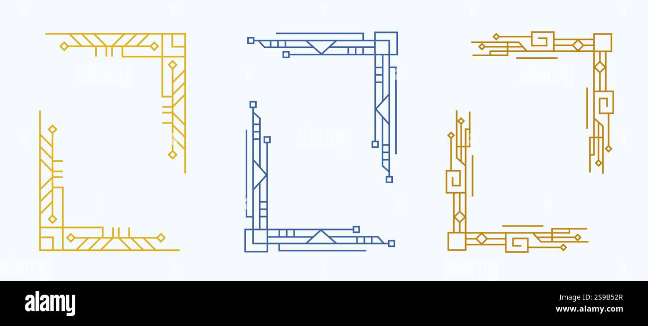 Art Deco Line Gold Frames Set Stock Vector Image & Art - Alamy
