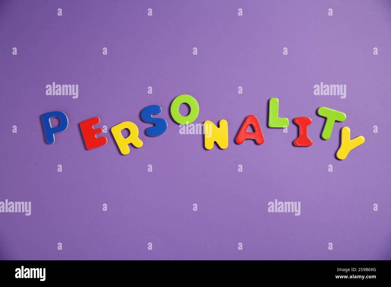 Word Personality made of colorful letters on purple background, top ...
