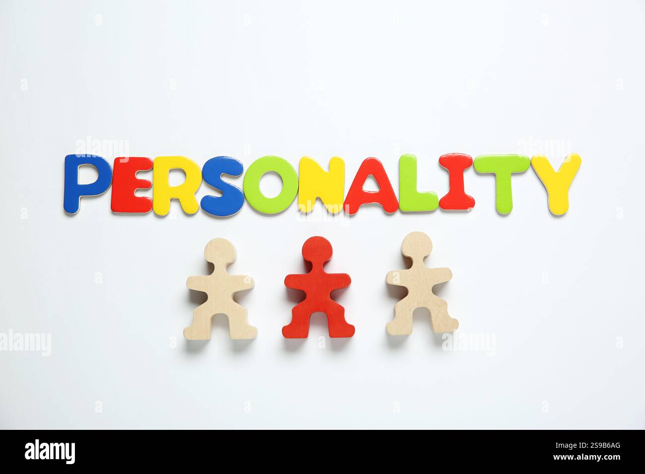 Word Personality made of colorful letters and human figures on white ...