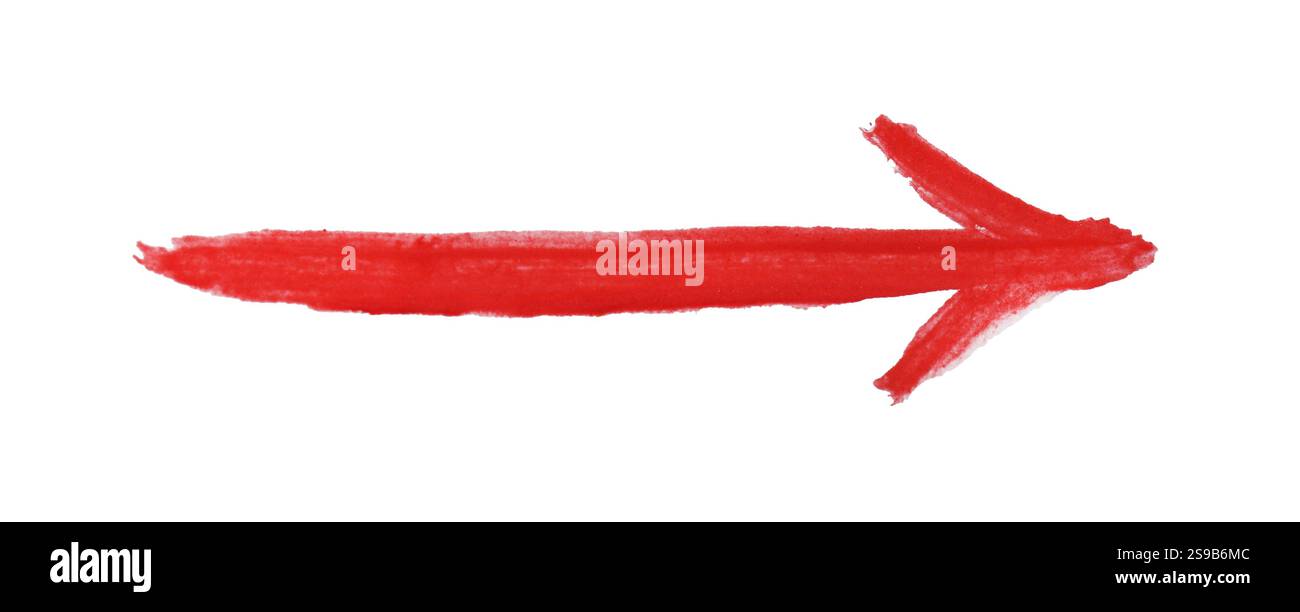 One red drawn arrow isolated on white Stock Photo - Alamy