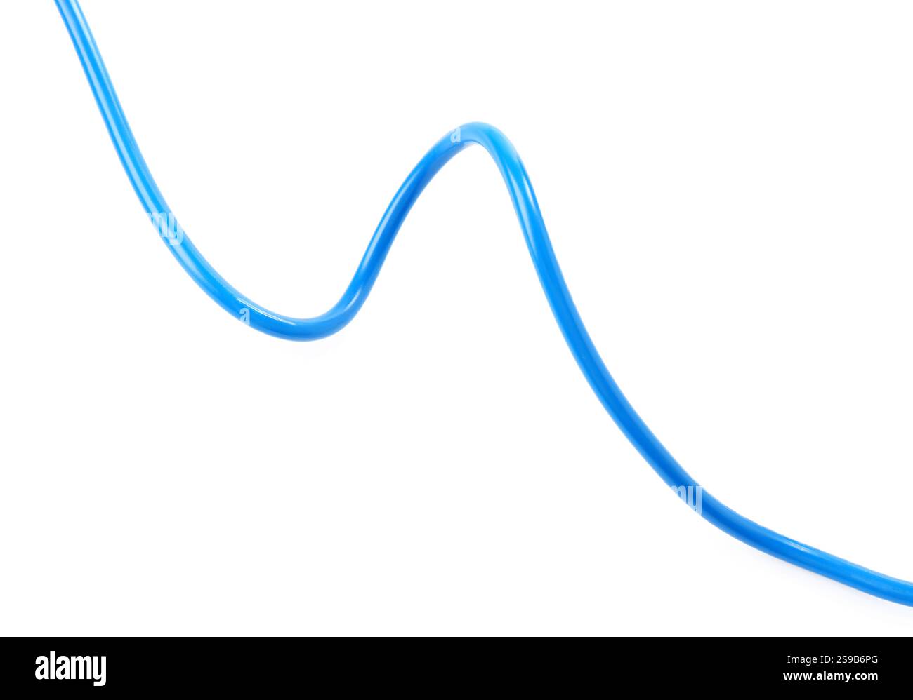 One blue electrical wire on white background Stock Photo - Alamy