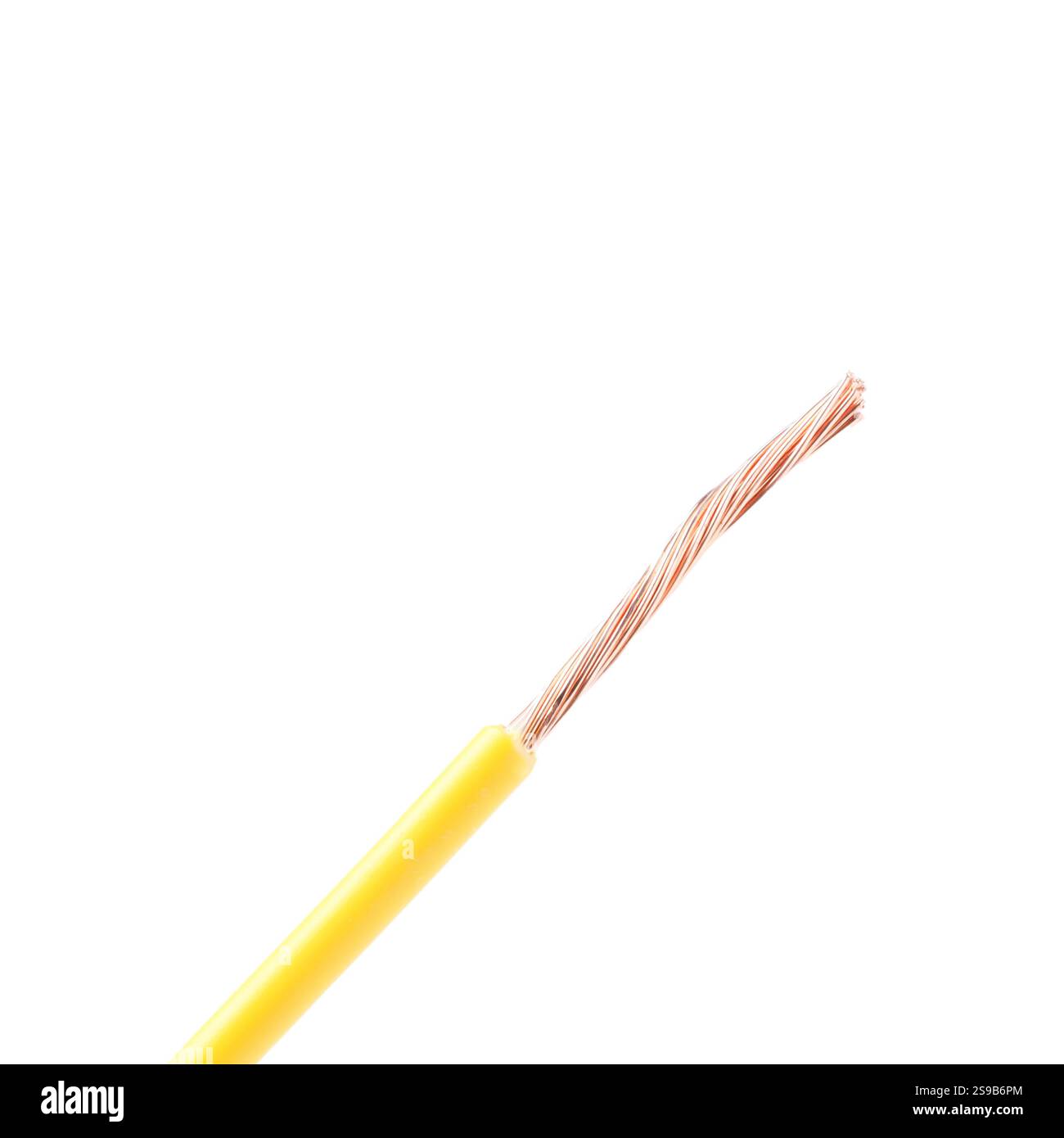 Yellow stripped electrical wire on white background Stock Photo - Alamy