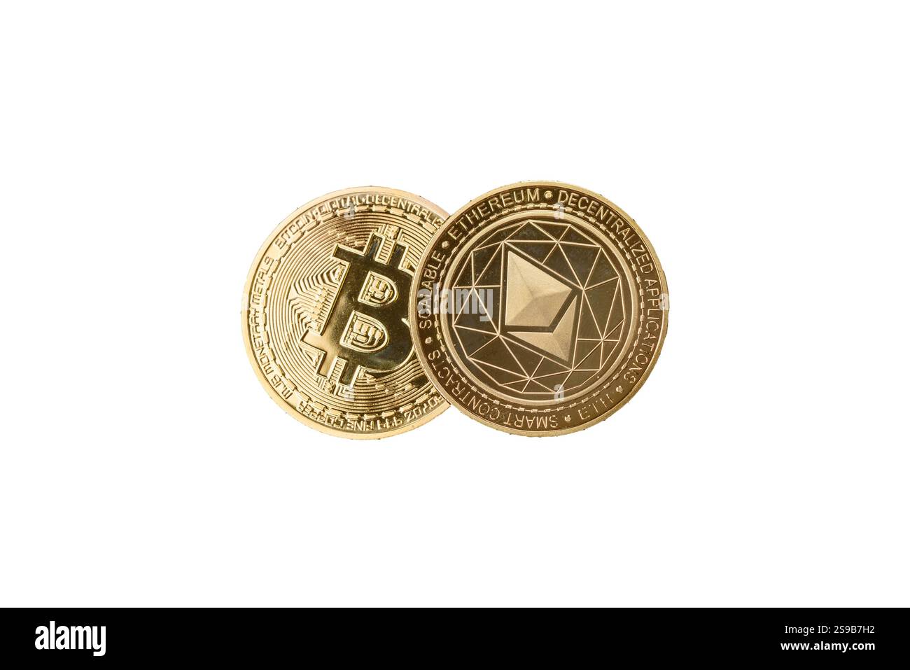 Ethereum cryptocurrency dummy in the form of a round iron coin ...