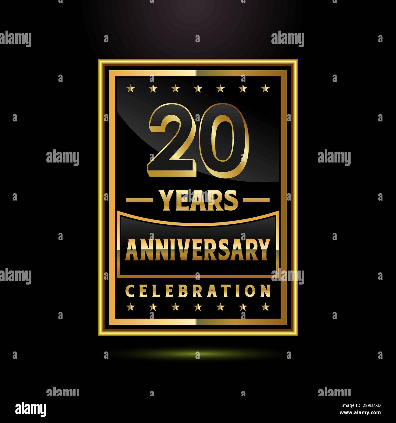 20 years anniversary celebration badges and labels design, Golden ...