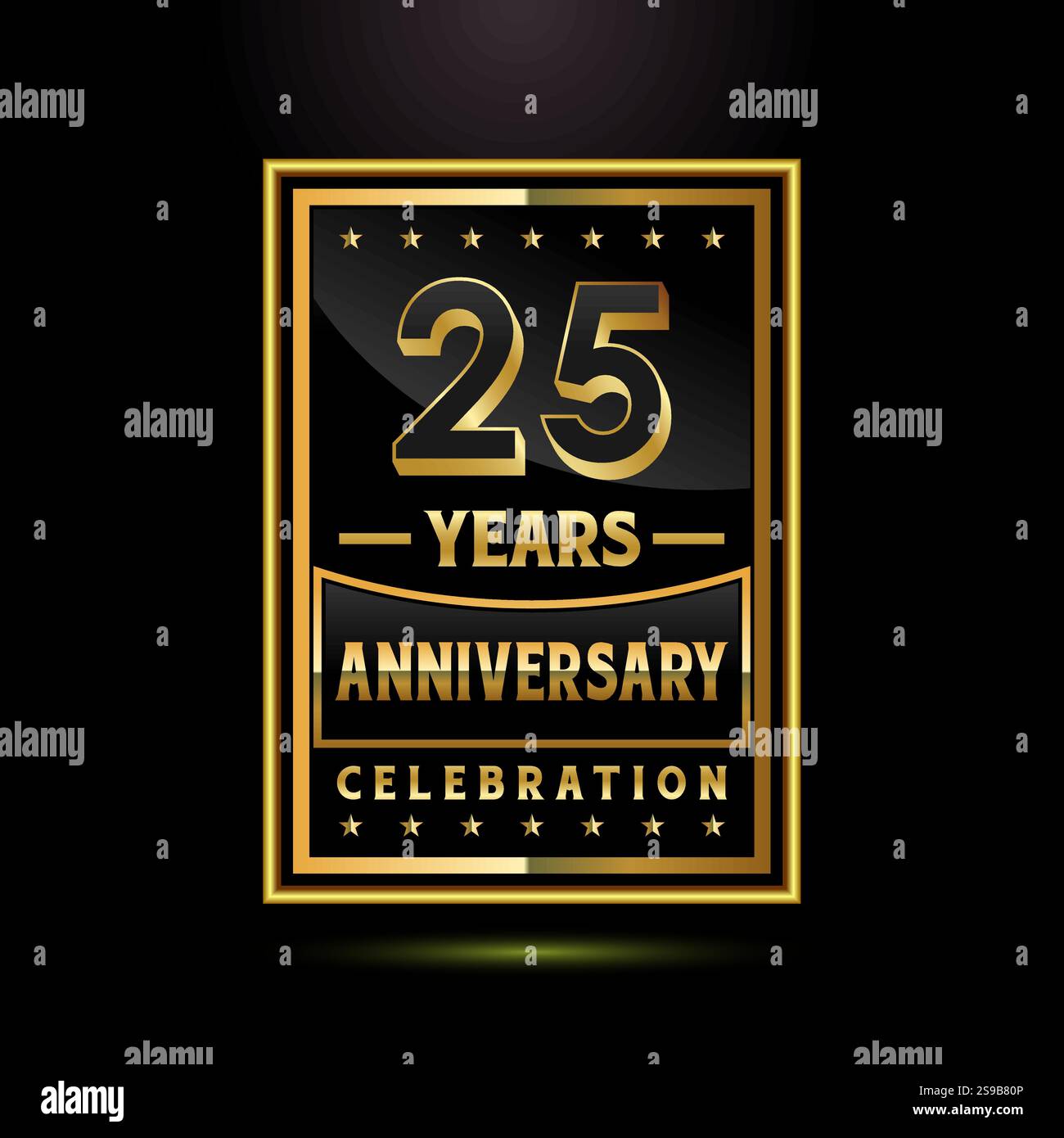 25 years anniversary celebration badges and labels design, Golden ...