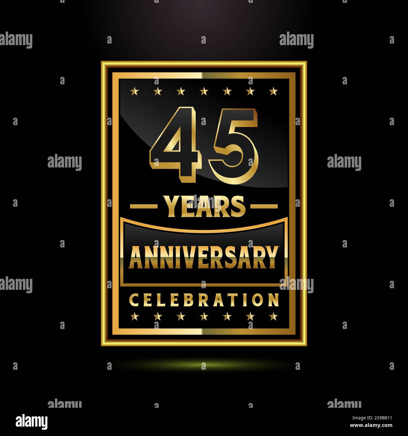 45 years anniversary celebration badges and labels design, Golden ...