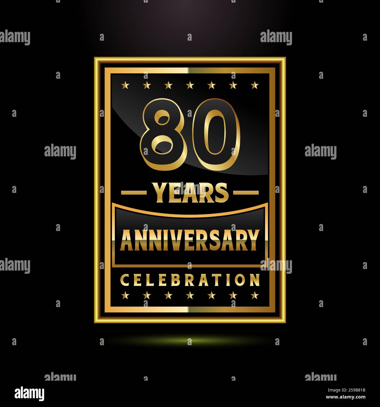80 years anniversary celebration badges and labels design, Golden ...