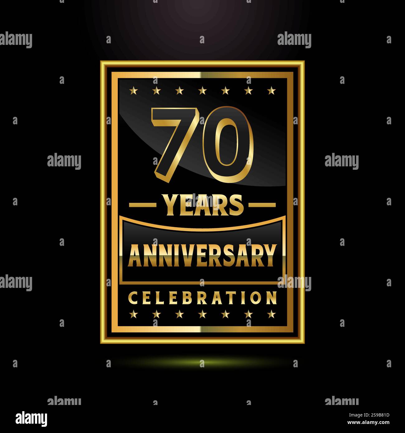 70 years anniversary celebration badges and labels design, Golden ...