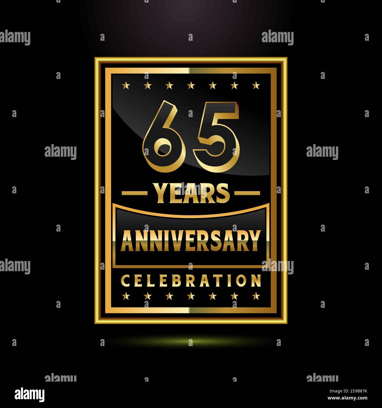 65 years anniversary celebration badges and labels design, Golden ...