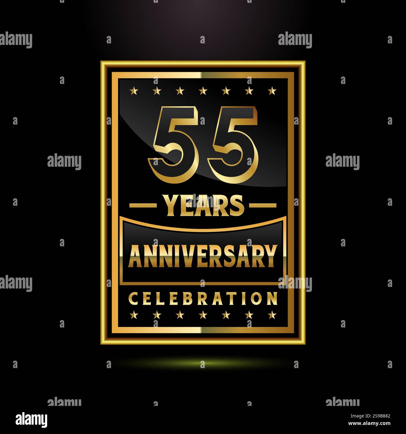 55 years anniversary celebration badges and labels design, Golden ...