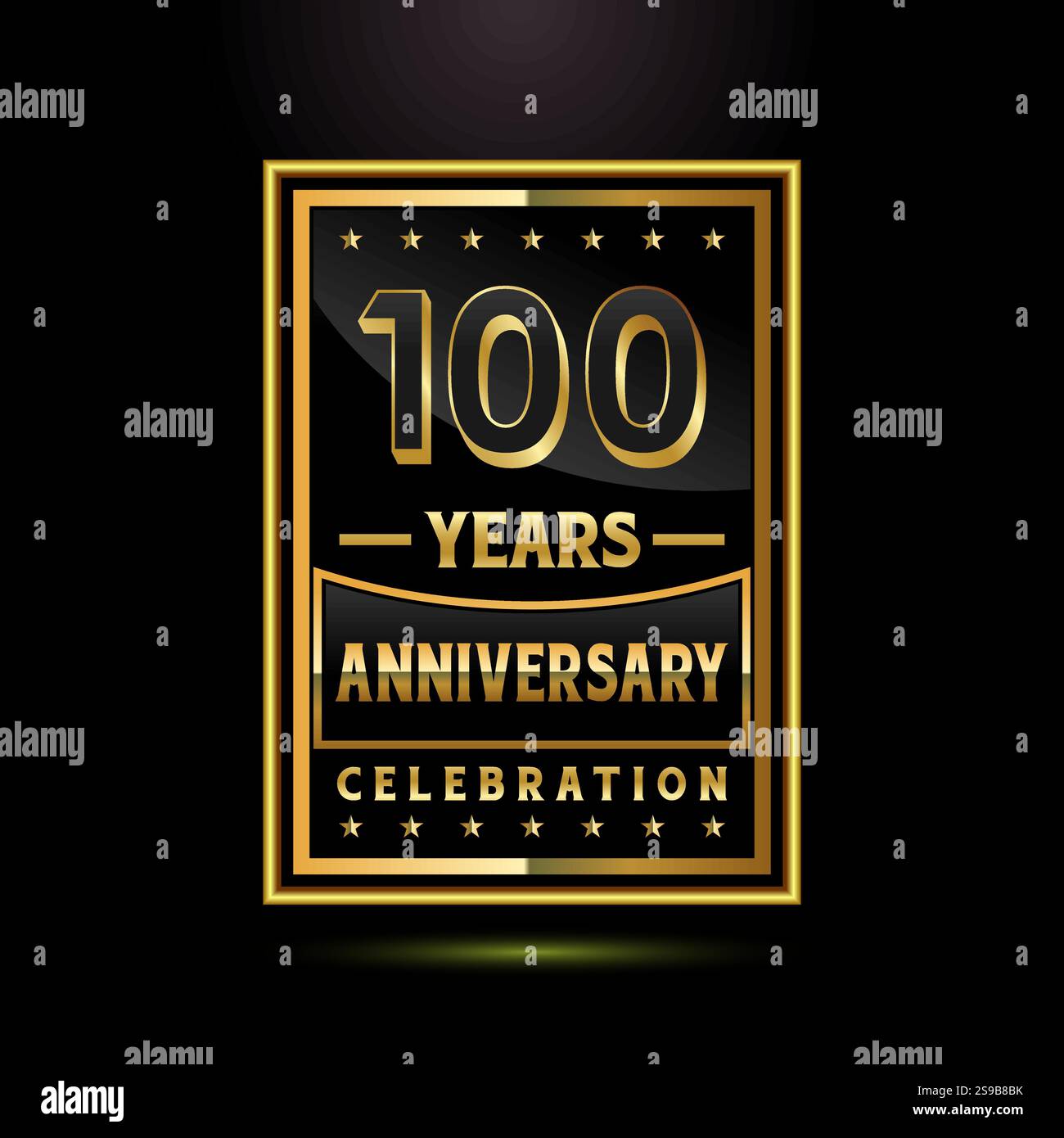 100 years anniversary celebration badges and labels design, Golden ...