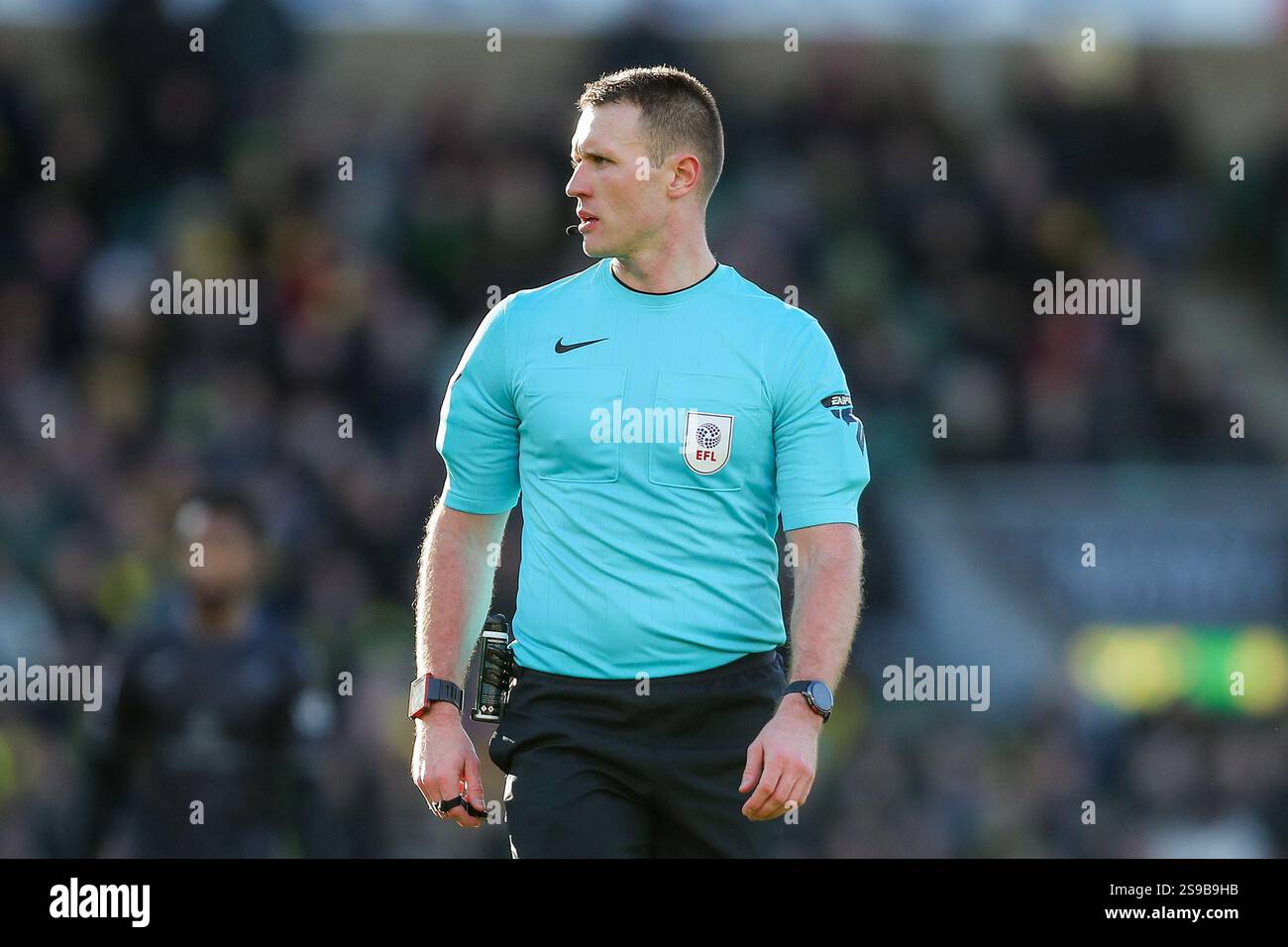 Referee Thomas Bramall looks on during the Sky Bet Championship match ...