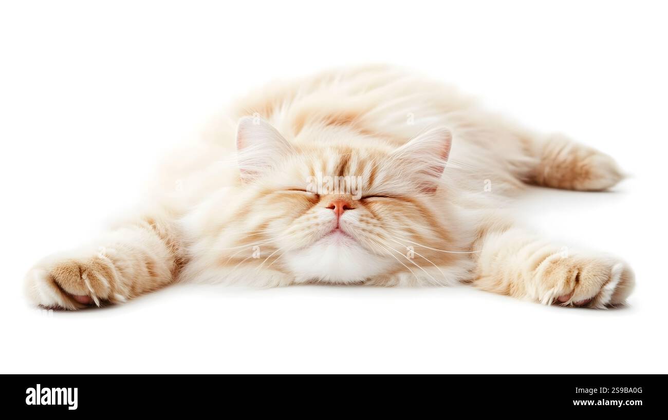 Fluffy and Adorable Persian Cat Lying Down Comfortably with Paws ...