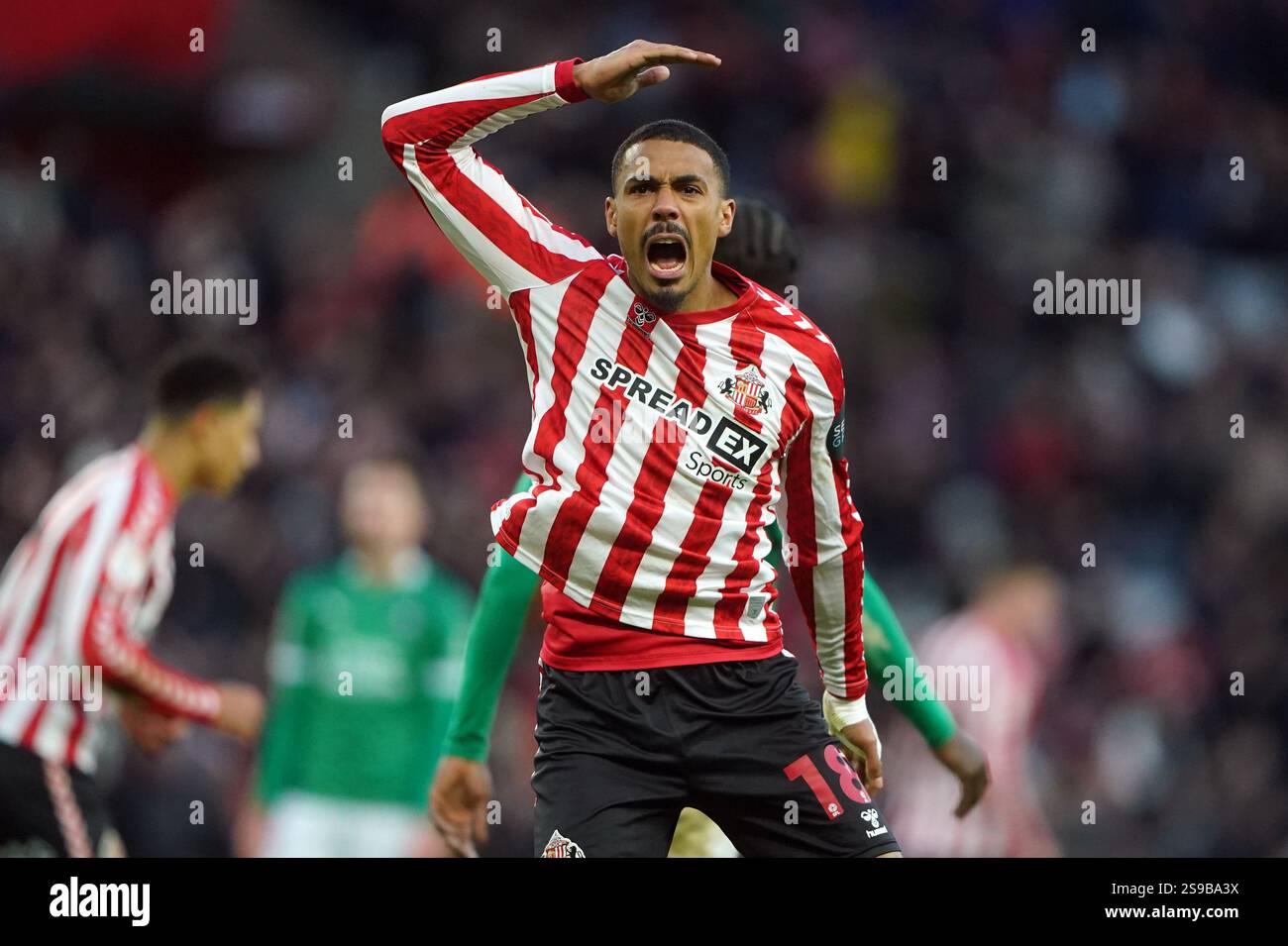 Sunderland's Wilson Isidor celebrates scoring their side's first goal ...