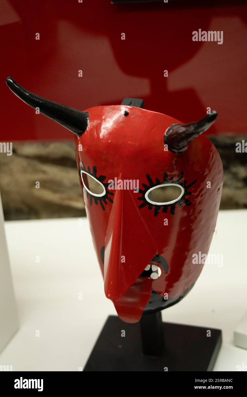 Typical artisan mask for traditional masquerade celebration, Iberian ...