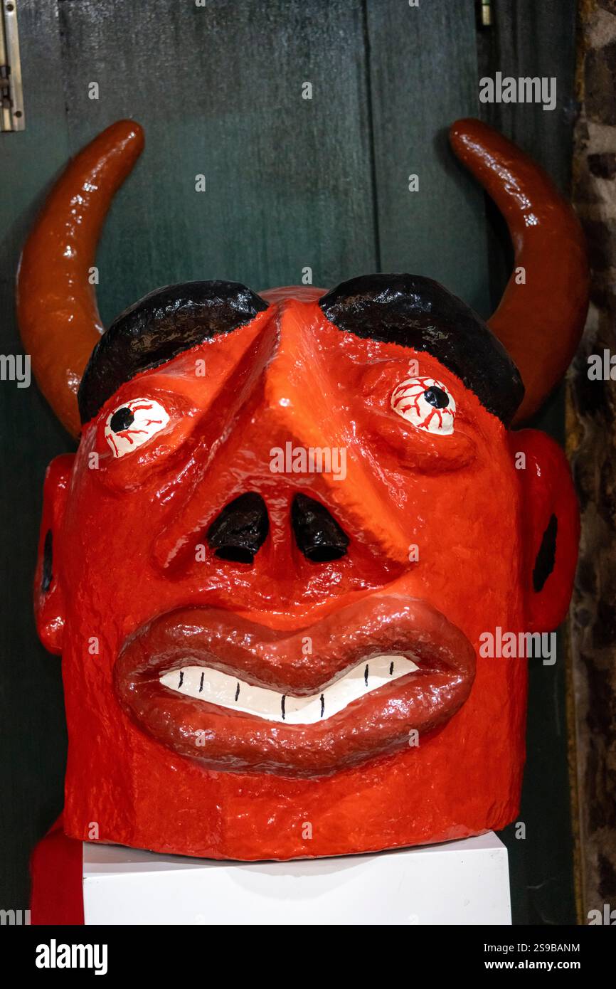 Typical artisan mask for traditional masquerade celebration, Iberian ...
