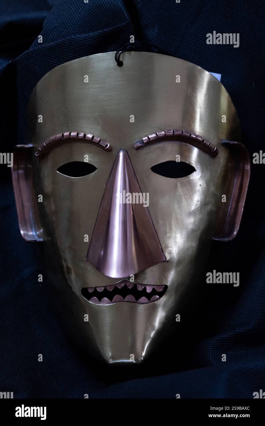Typical artisan mask for traditional masquerade celebration, Iberian ...