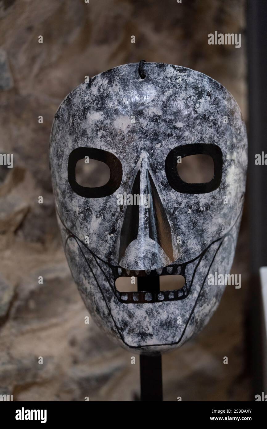 Typical artisan mask for traditional masquerade celebration, Iberian ...