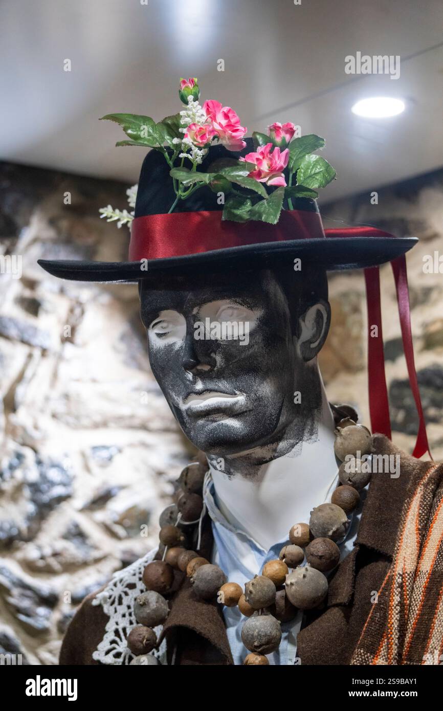 Typical artisan mask for traditional masquerade celebration, Iberian ...
