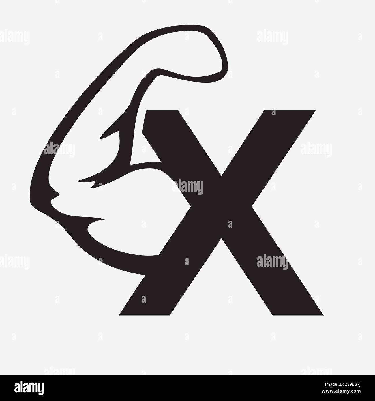 Initial Monogram Letter X Strong Logo Concept With Bicep Muscle Arm ...