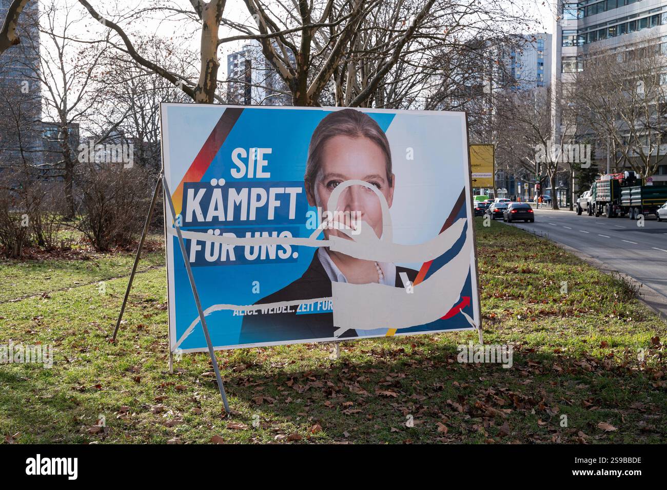24.01.2025, Berlin, Deutschland, Europa - Eine Stelltafel mit einem ...