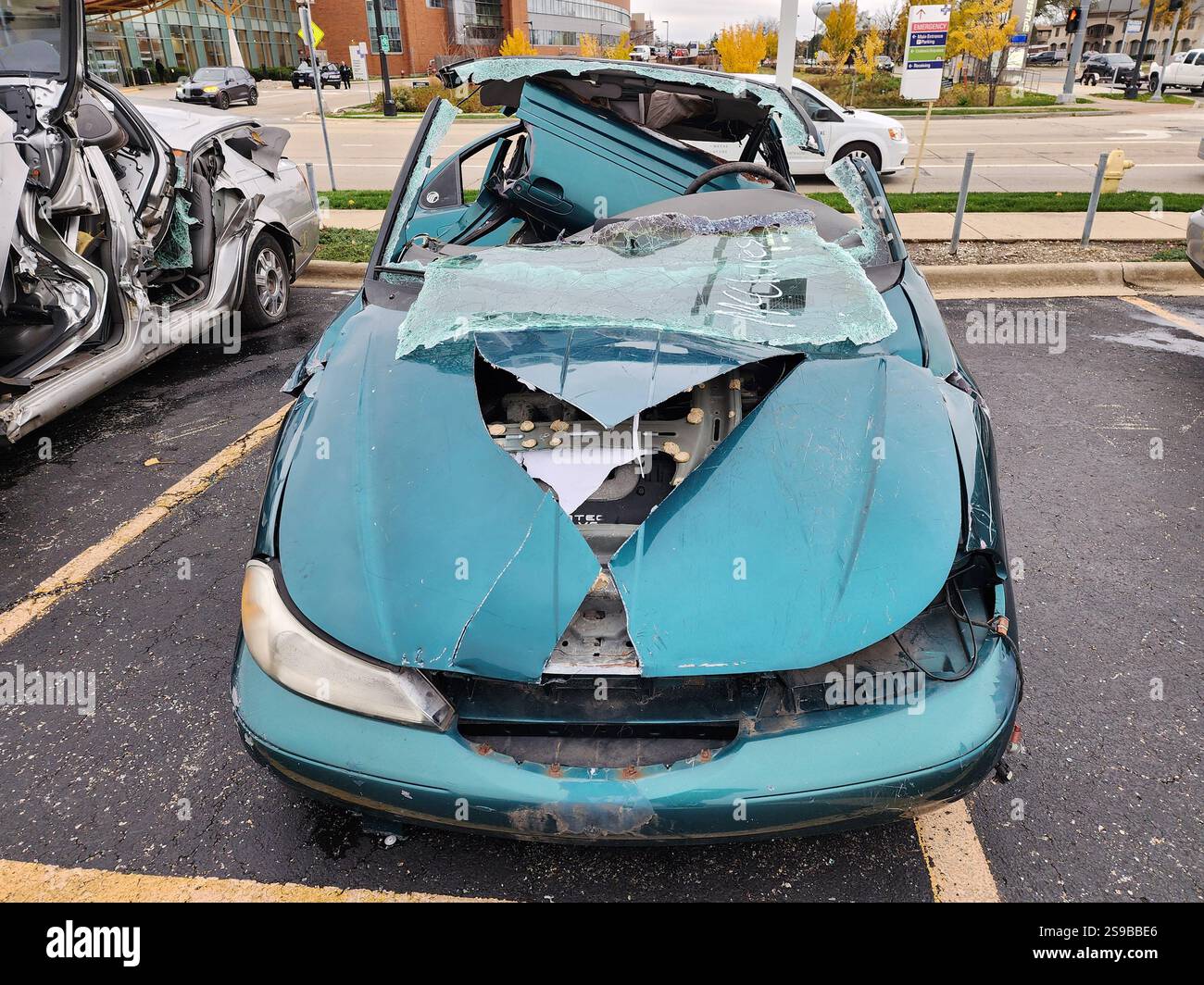 Chicago, USA - November 11, 2024: Ford car crash and damage. Damage of ...