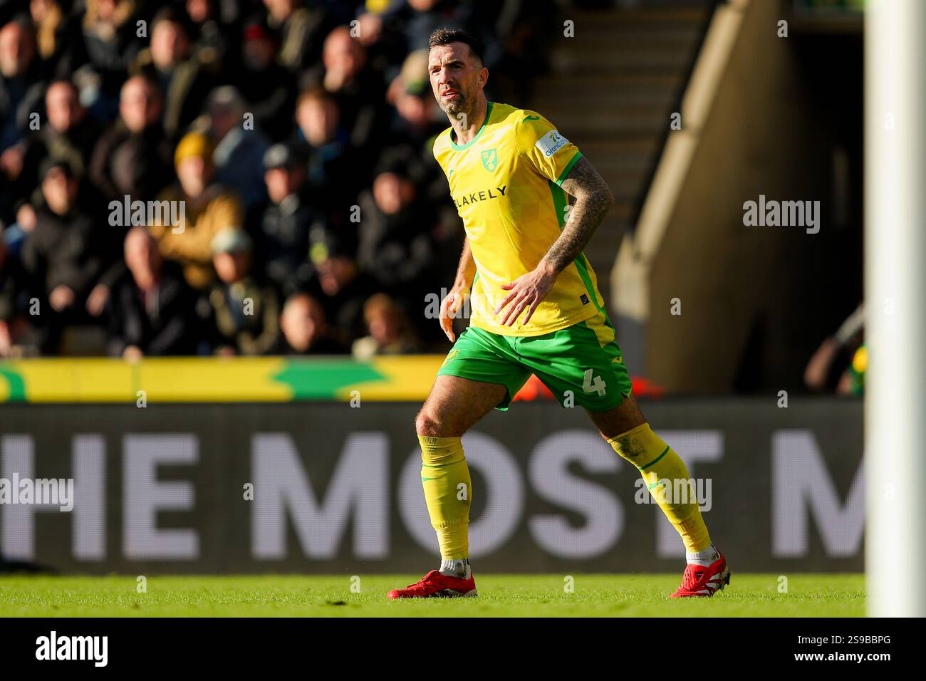 Shane Duffy of Norwich City in action during the Sky Bet Championship ...