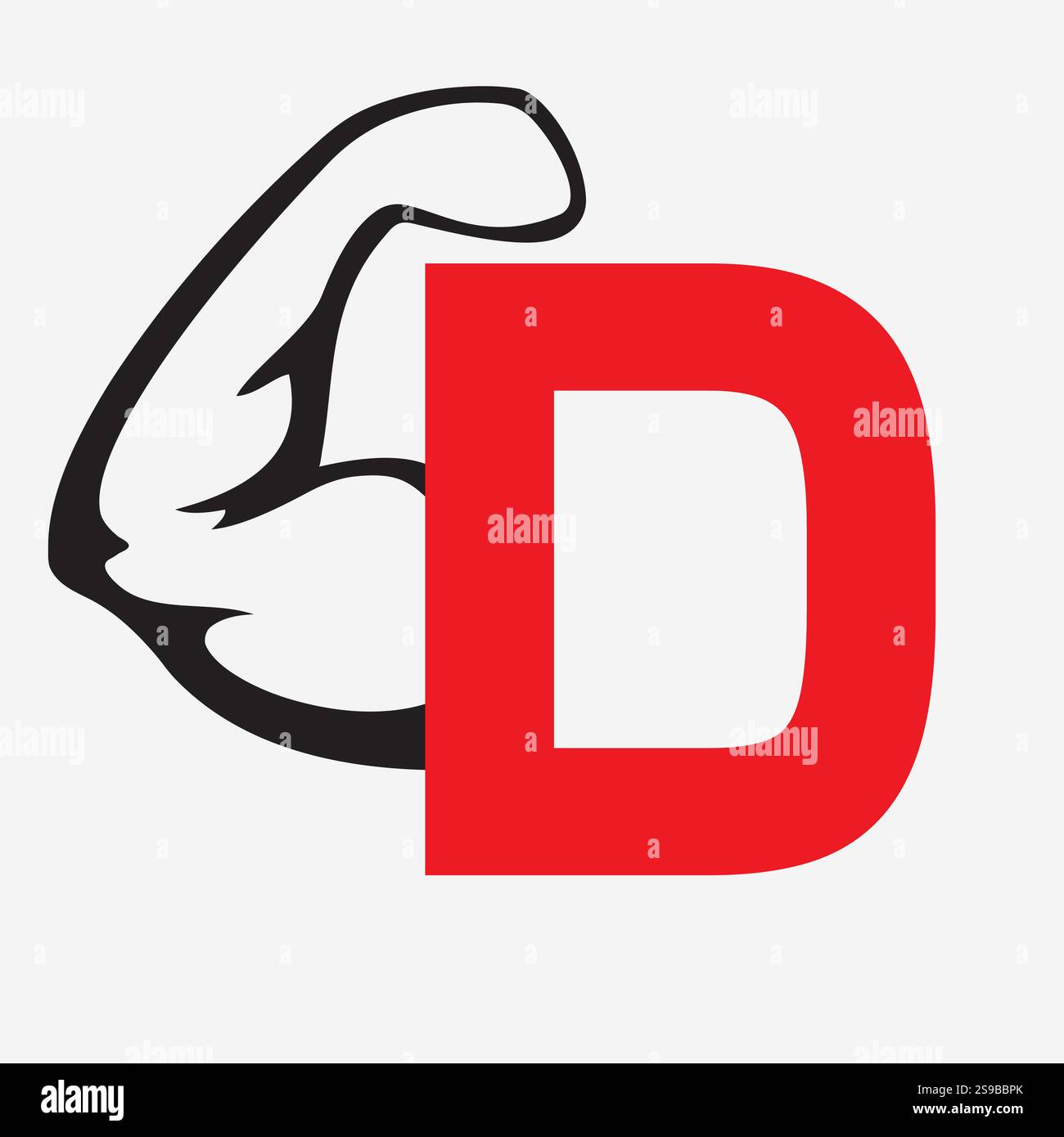 Initial Monogram Letter D Strong Logo Concept With Bicep Muscle Arm ...