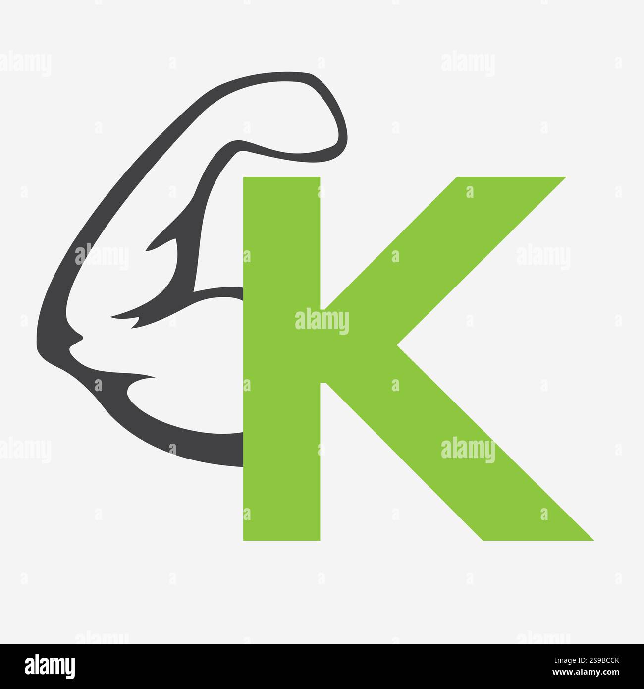 Initial Monogram Letter K Strong Logo Concept With Bicep Muscle Arm ...