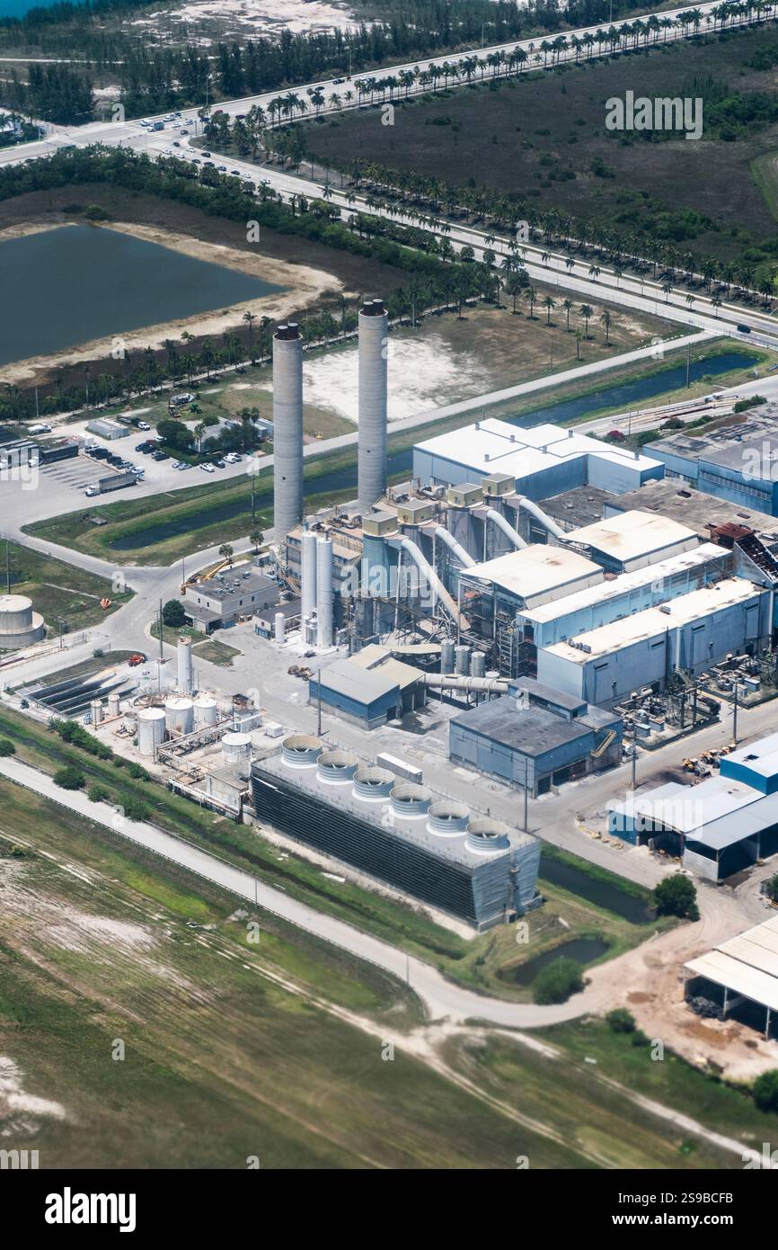 Waste incineration plant, Miami Dade. Industrial facility of waste ...