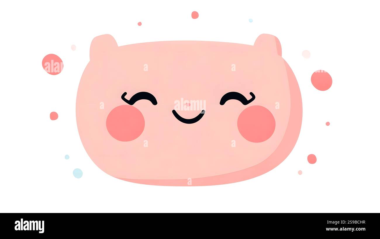 Cute and adorable cartoon-style face with a peaceful, serene expression ...