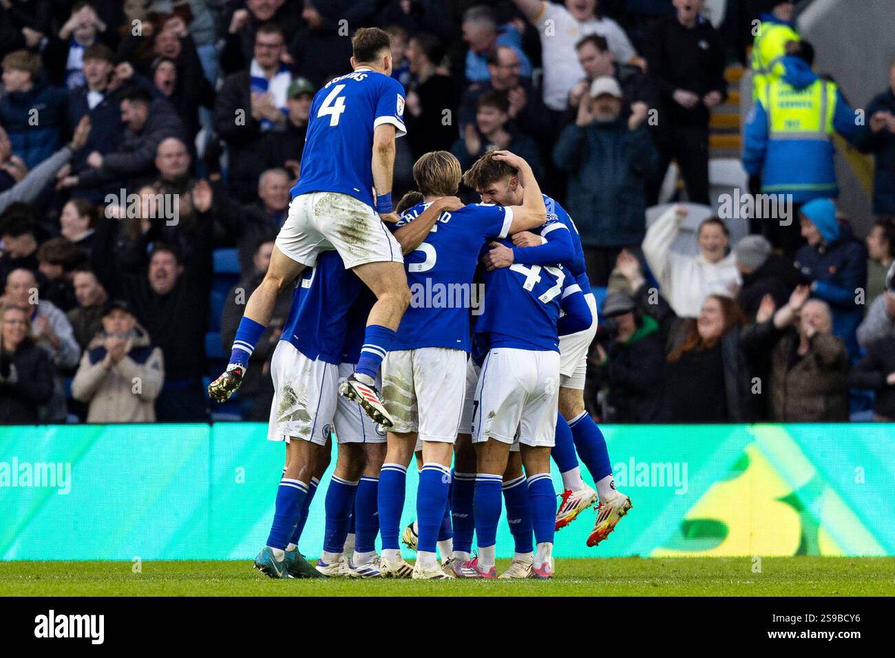 Cardiff City players celebrate their second goal scored by Anwar El ...
