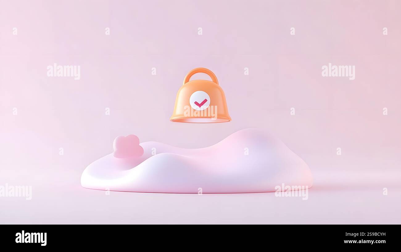 Minimal and Simple 3D Rendering of a Red Alert Bell Icon Placed on a ...