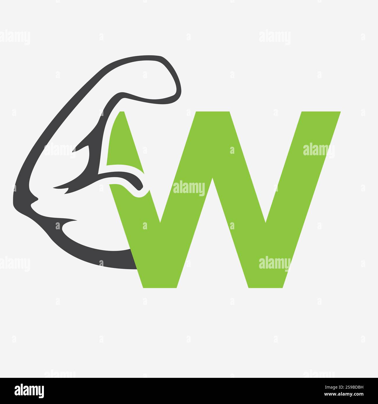 Initial Monogram Letter W Strong Logo Concept With Bicep Muscle Arm ...