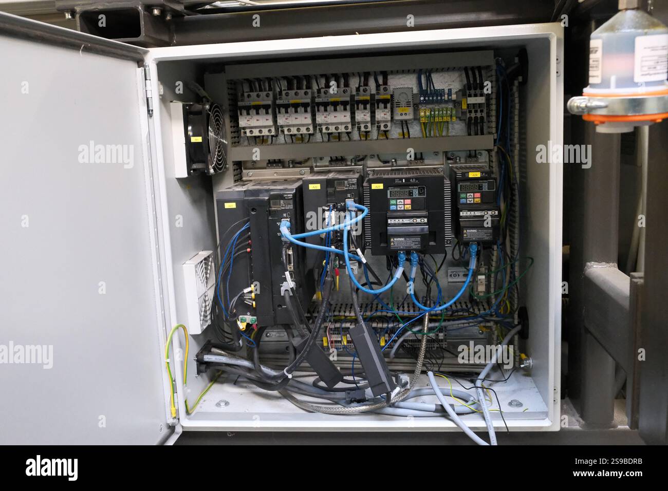 In a switch cabinet with fuses, frequency converters and terminal ...