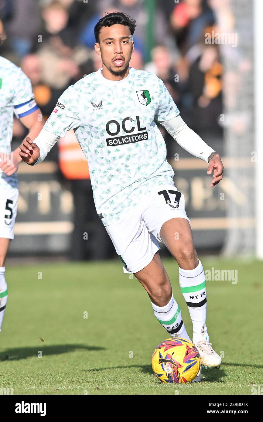 Keanu Baccus (17 Mansfield) goes forward during the Sky Bet League 1 ...