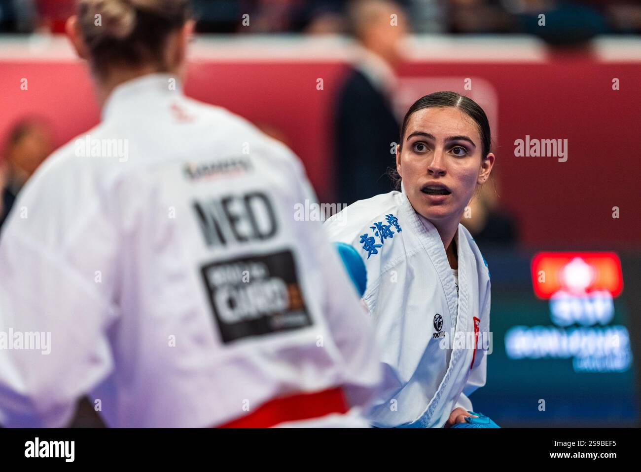 Pauline Bonjour (SUI) and Ingrid Creemers (NED) Female Kumite 68+ Kg ...