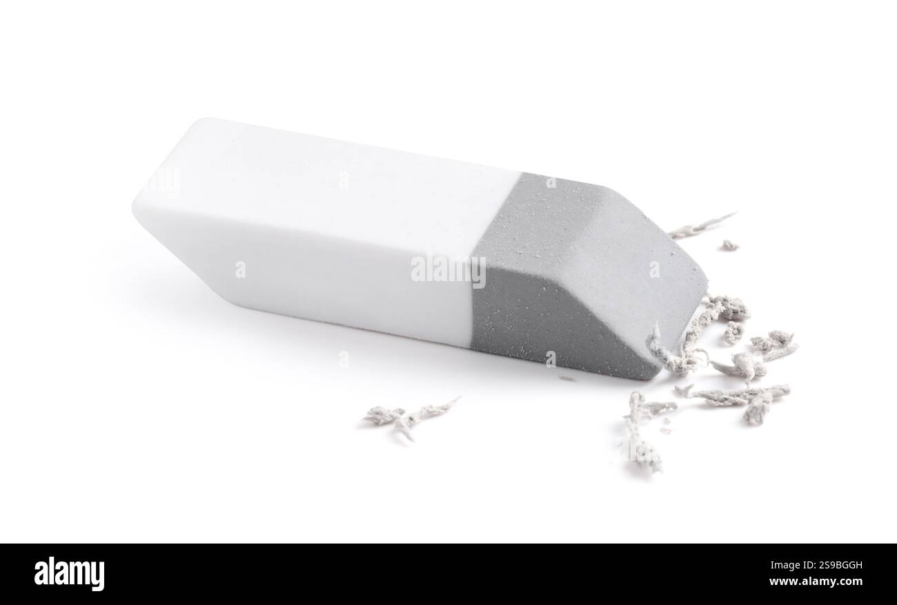 One eraser and scraps isolated on white Stock Photo - Alamy